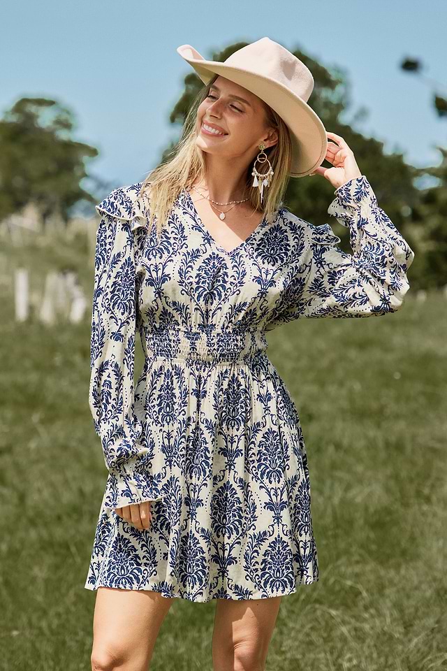 damask pattern dress